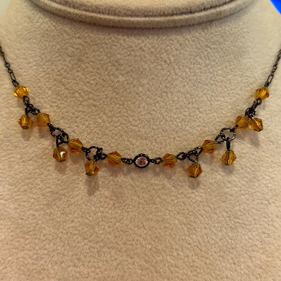 Vintage | Jewelry | Vintage Dark Gunmetal Amber Choker Necklace ...